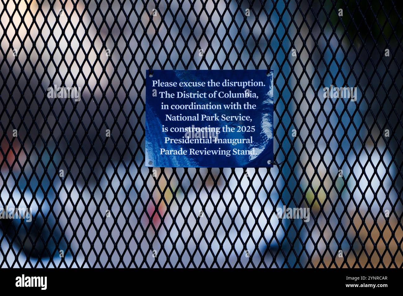 Crews work to construct the Inaugural Parade viewing platform in front ...