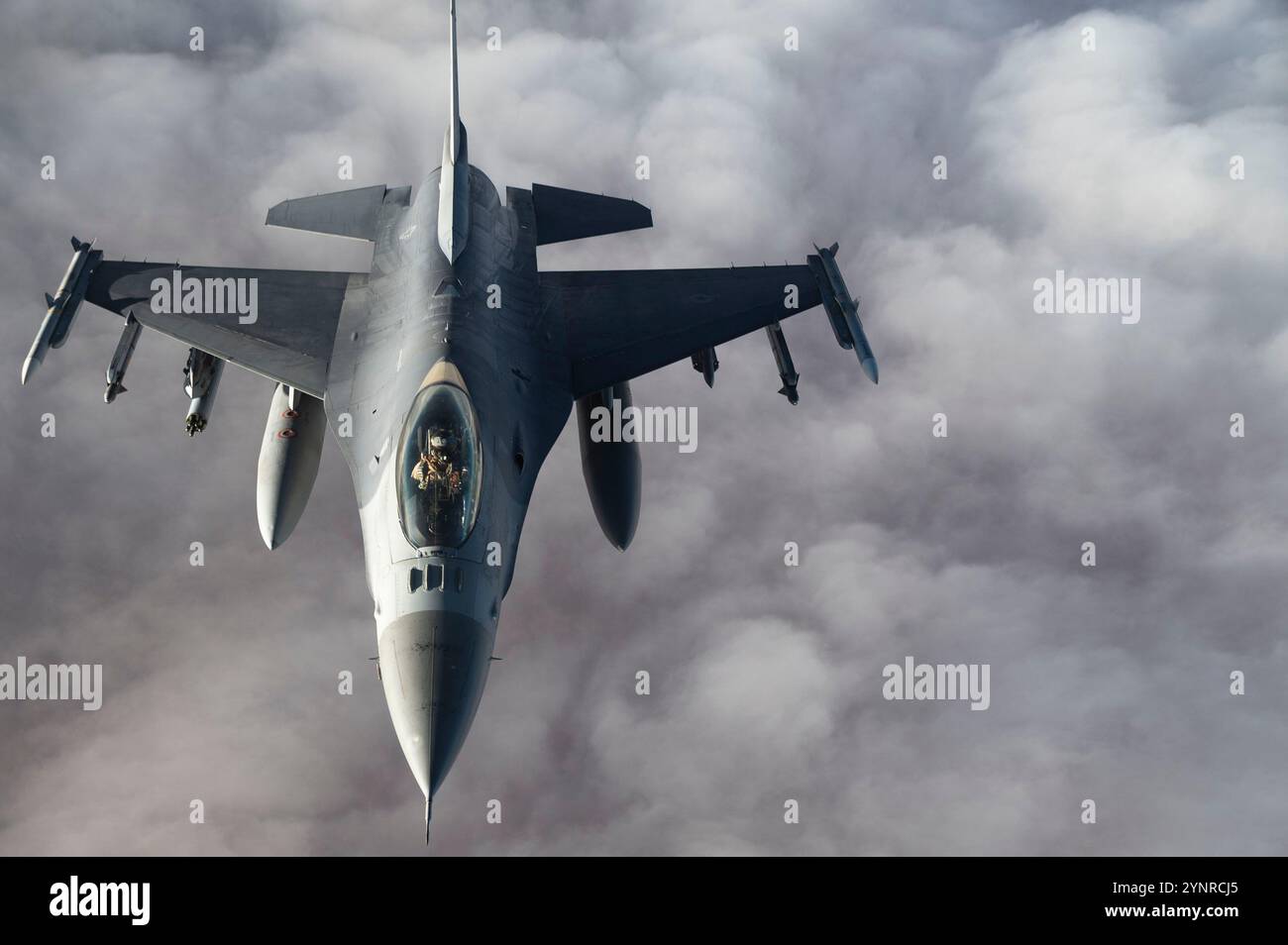 A U.S. Air Force F-16 Fighting Falcon flies over the U.S. Central ...