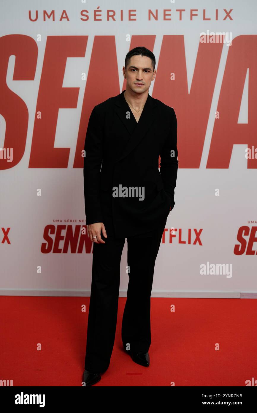 Brazilian actor Gabriel Leone poses for photos on the red carpet for ...