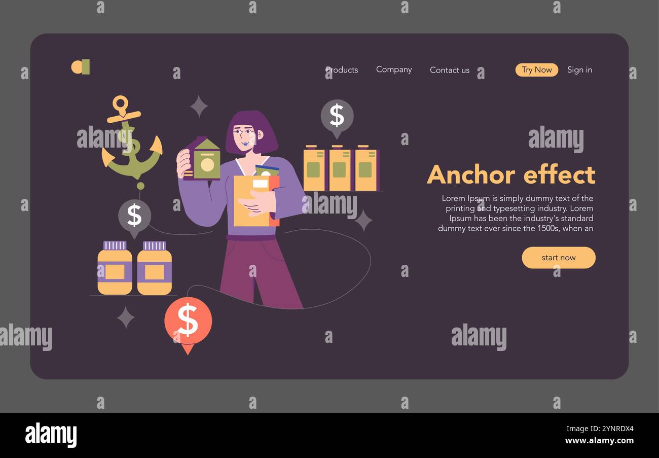 Behavioral Economics concept. Digital illustration showing the anchor ...