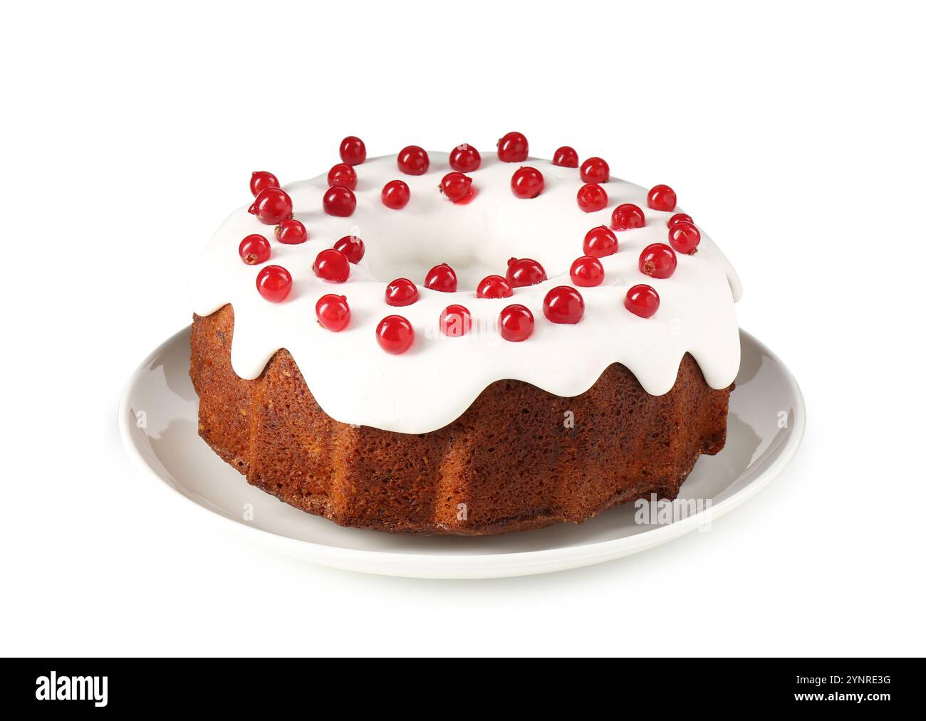 Christmas cake on plate Cut Out Stock Images & Pictures - Alamy