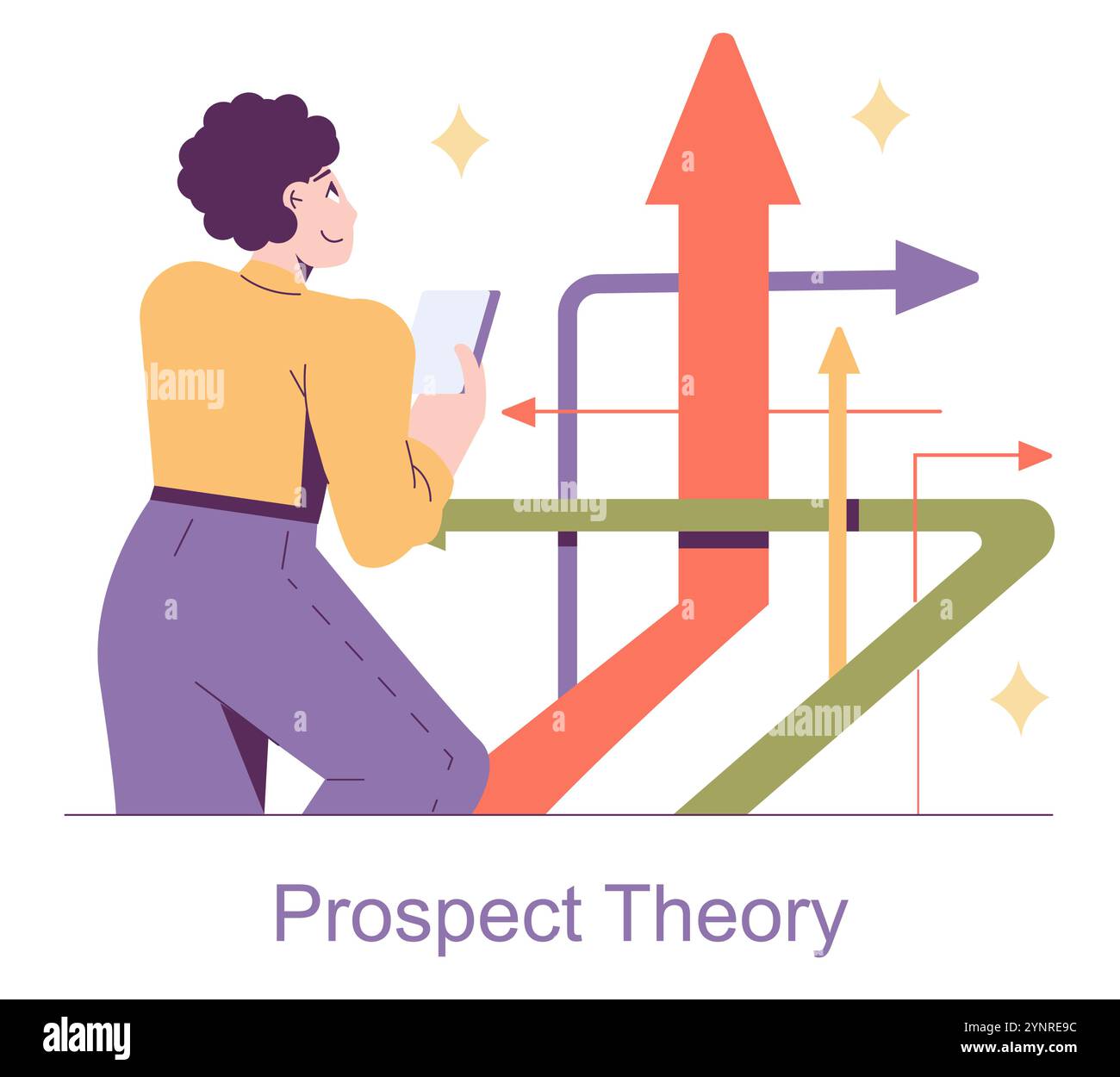 Behavioral Economics concept. A person studying interactive charts ...