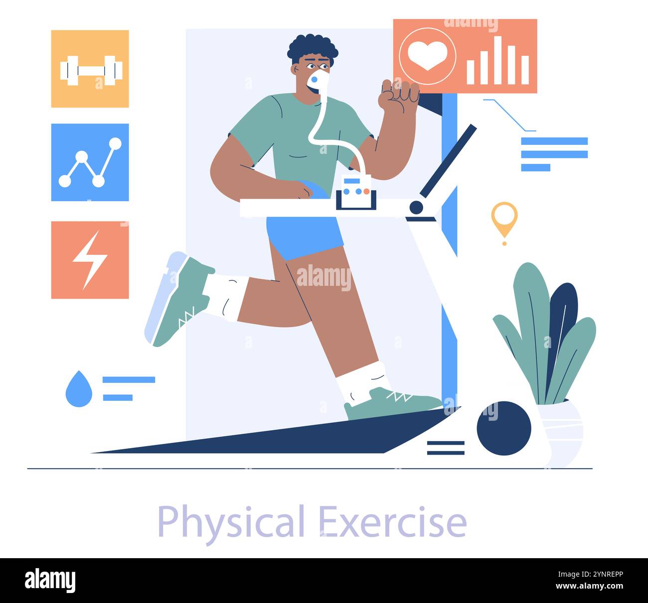 Longevity Clinic concept. Patient on a treadmill for preventive health ...