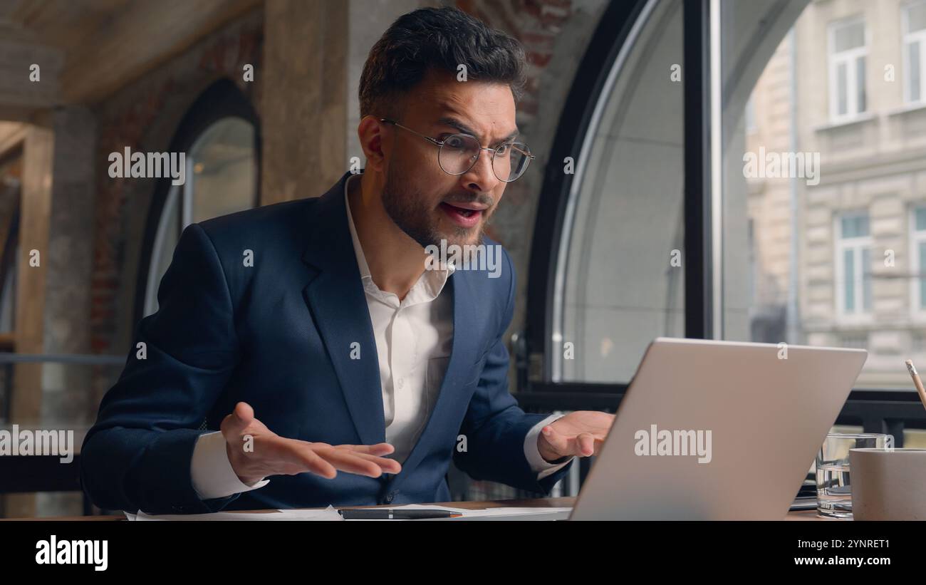 Stressed mad furious angry Arabian Indian man businessman male guy ...