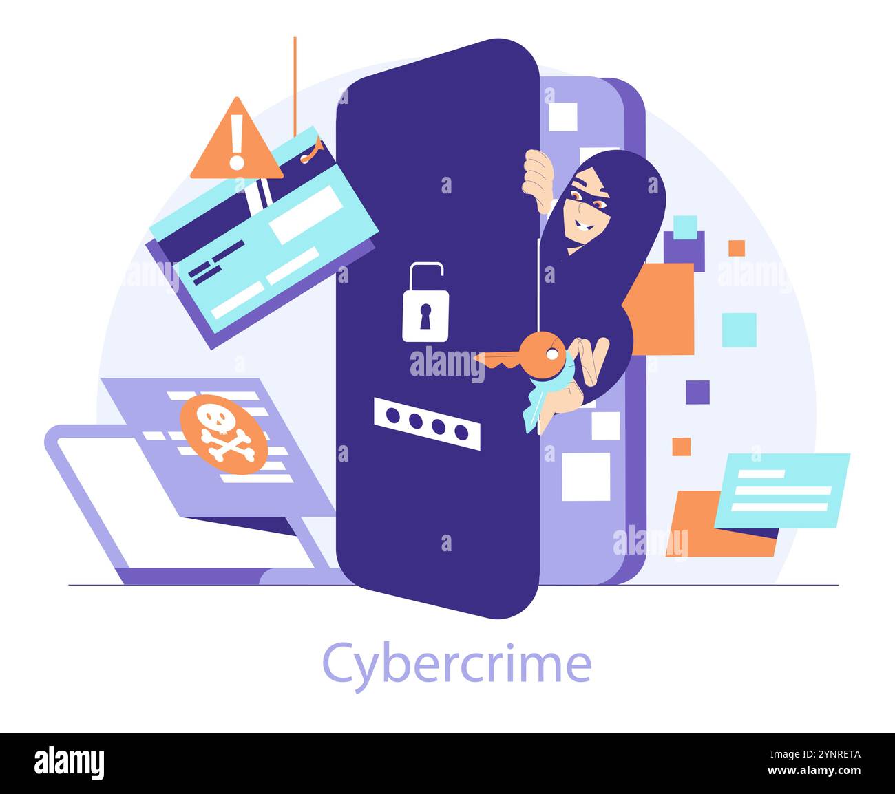 Cybercrime Concept Digital Thief Stealing Confidential Data Behind A Smartphone Screen
