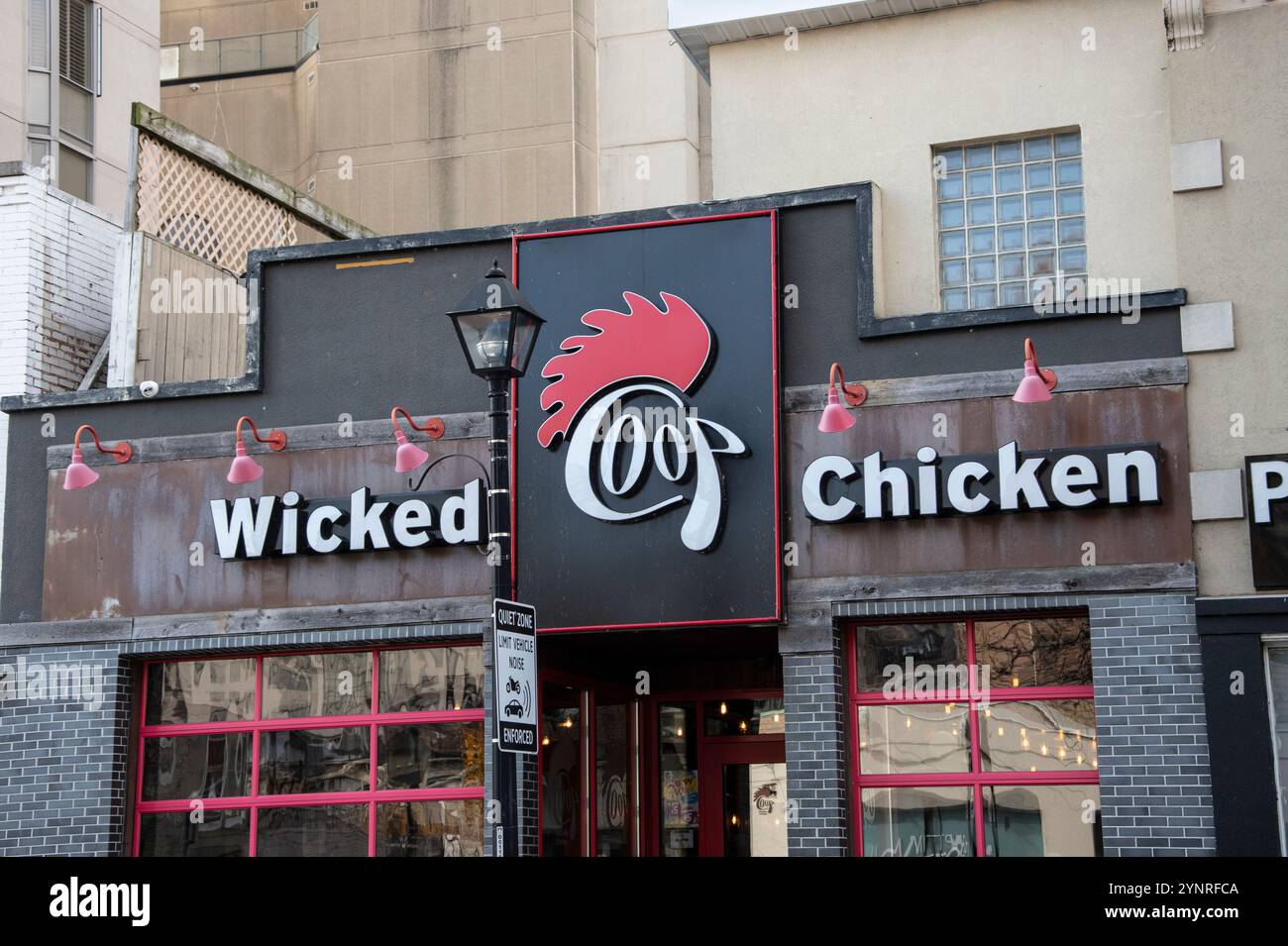 Coop Wicked Chicken sign on Brant Street in downtown Burlington ...