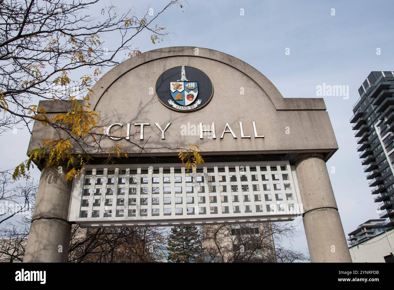 City hall sign on Brant Street in Burlington, Ontario, Canada Stock ...