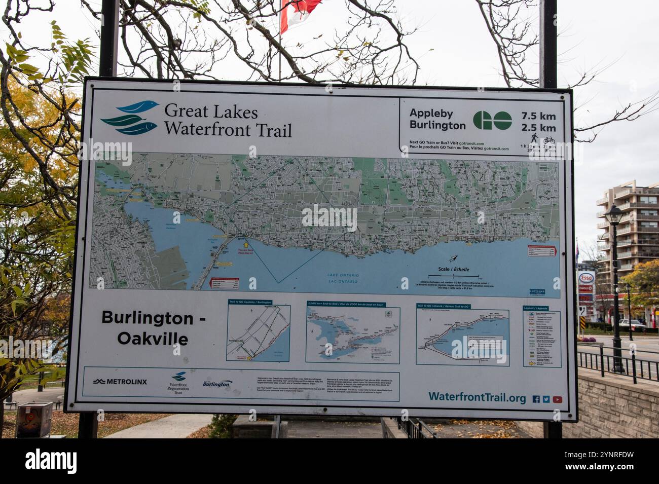 Great Lakes Waterfront Trail sign at Spencer Smith Park in downtown ...
