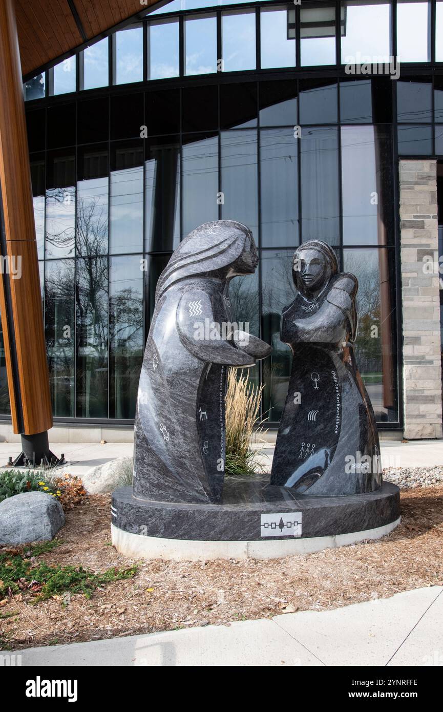 Conversations and Stories two Mohawk women sculpture at Brant House on ...