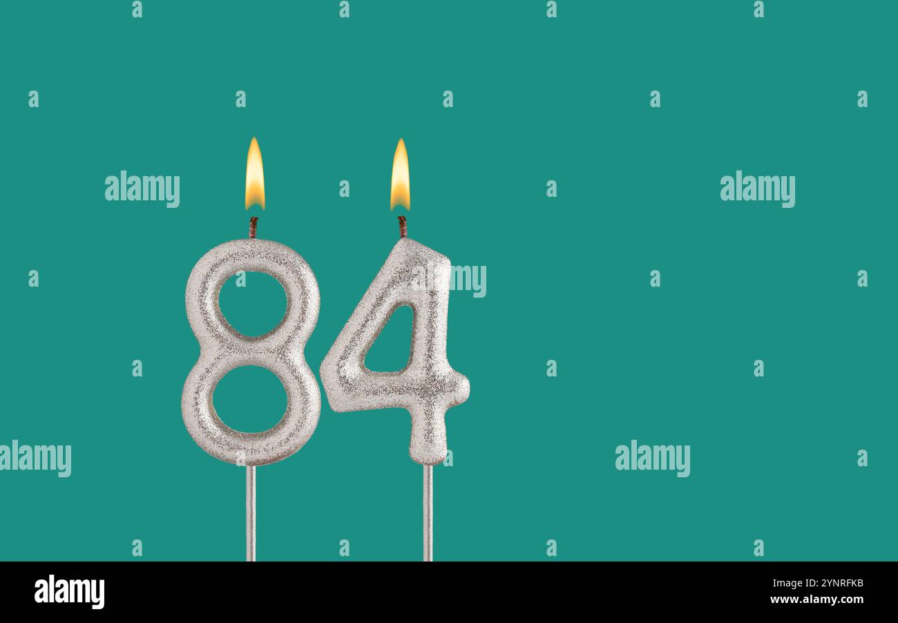 Birthday card on a green background - Candle in the shape of the number ...