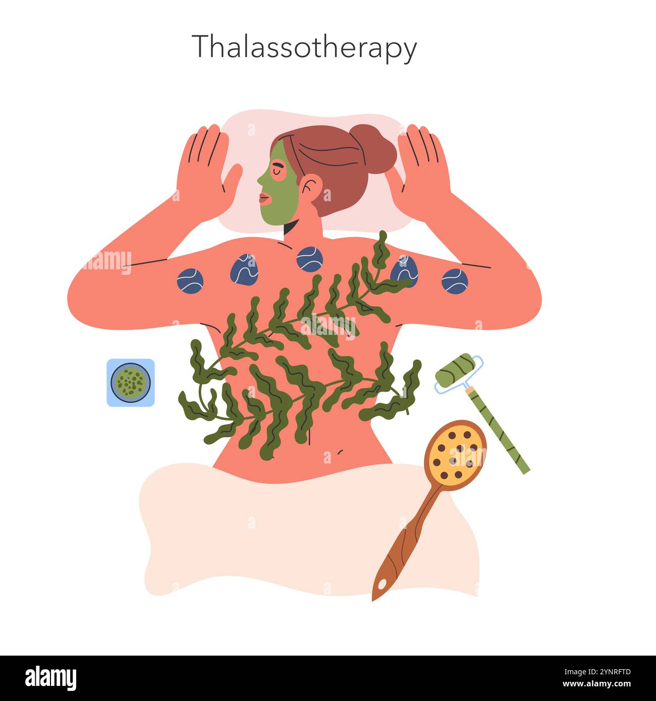 Water Wellness concept. A serene illustration of thalassotherapy with ...