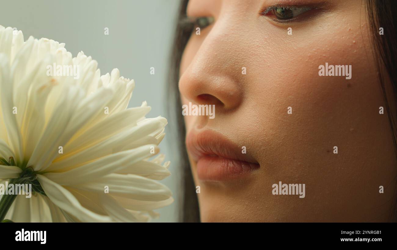 Close up face beauty Asian woman korean chinese japanese girl female ...