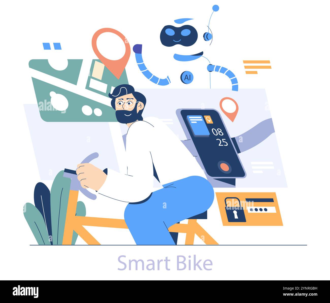 AI Hobbyist concept. An enthusiastic individual programs a smart bike using artificial ...