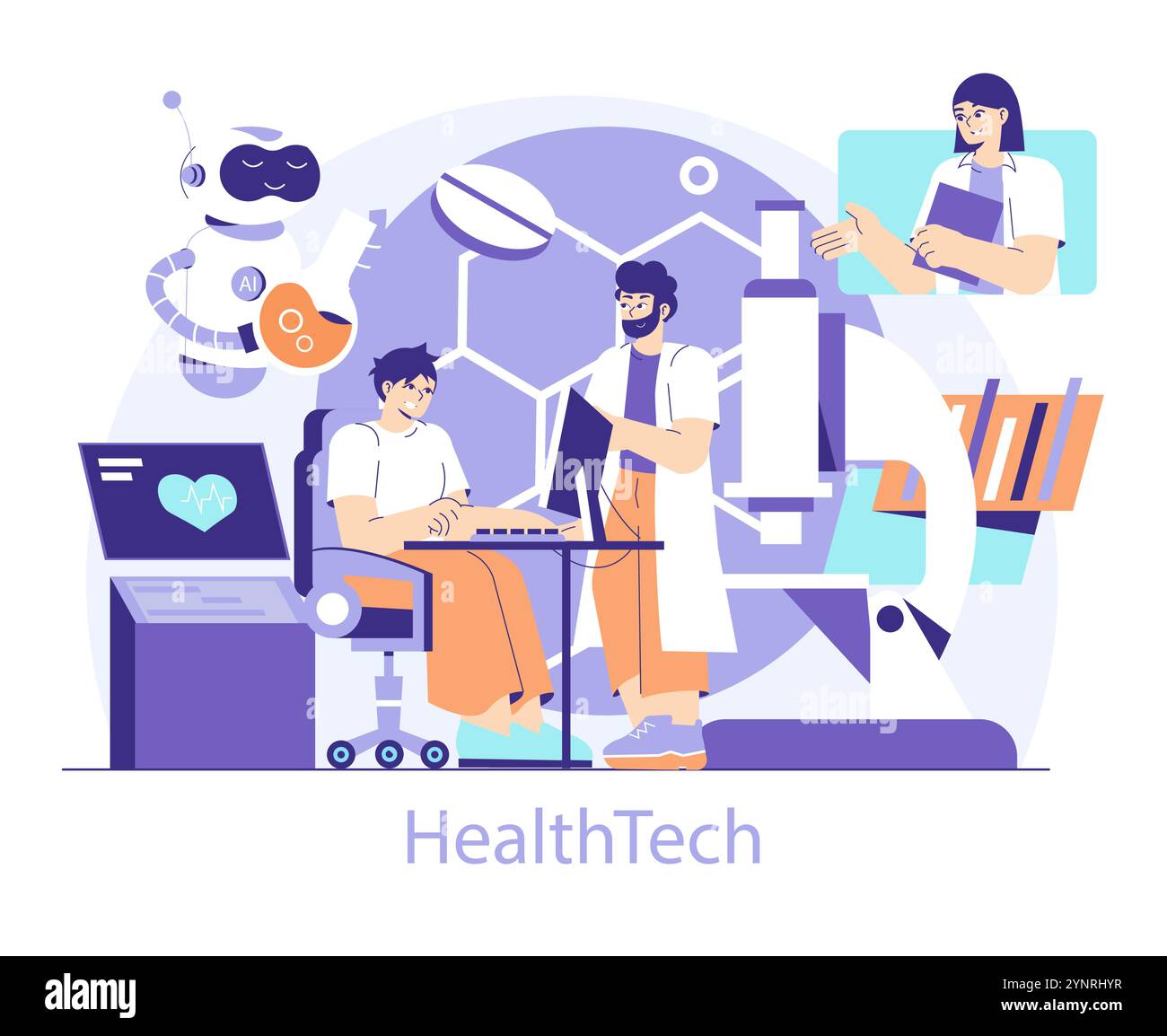 Healthtech concept. Modern healthcare technology with patient care, AI ...