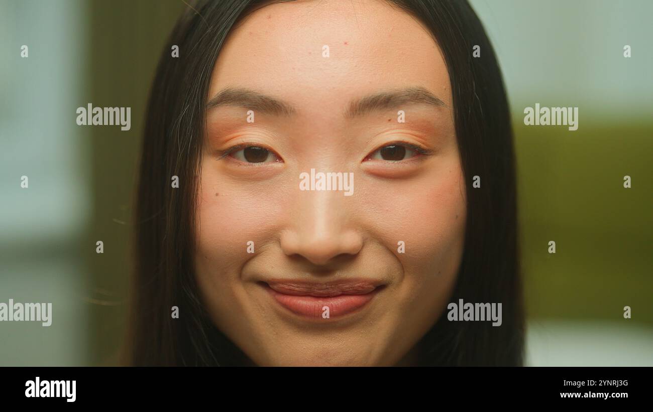 Asian woman face smile Chinese Korean ethnic girl gen z student ...