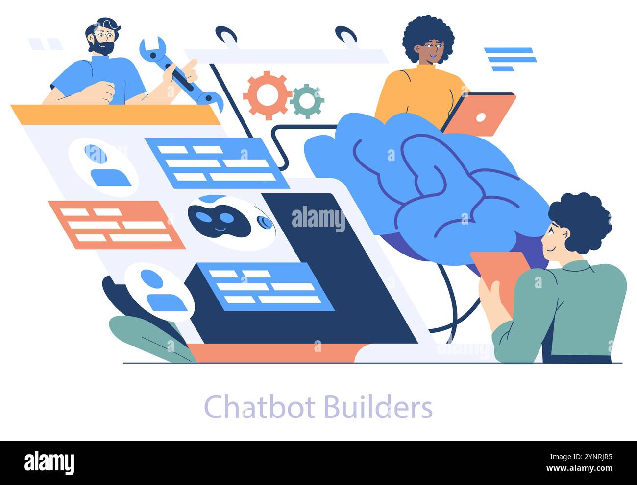 AI Hobbyist concept. Diverse individuals engage with chatbot ... AI Hobbyist concept. Diverse individuals engage with chatbot ...