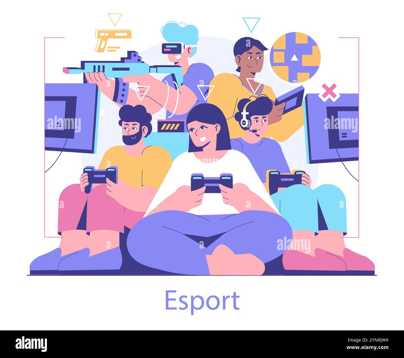 Esport concept. Gamers engage in competitive gaming with enthusiasm ...