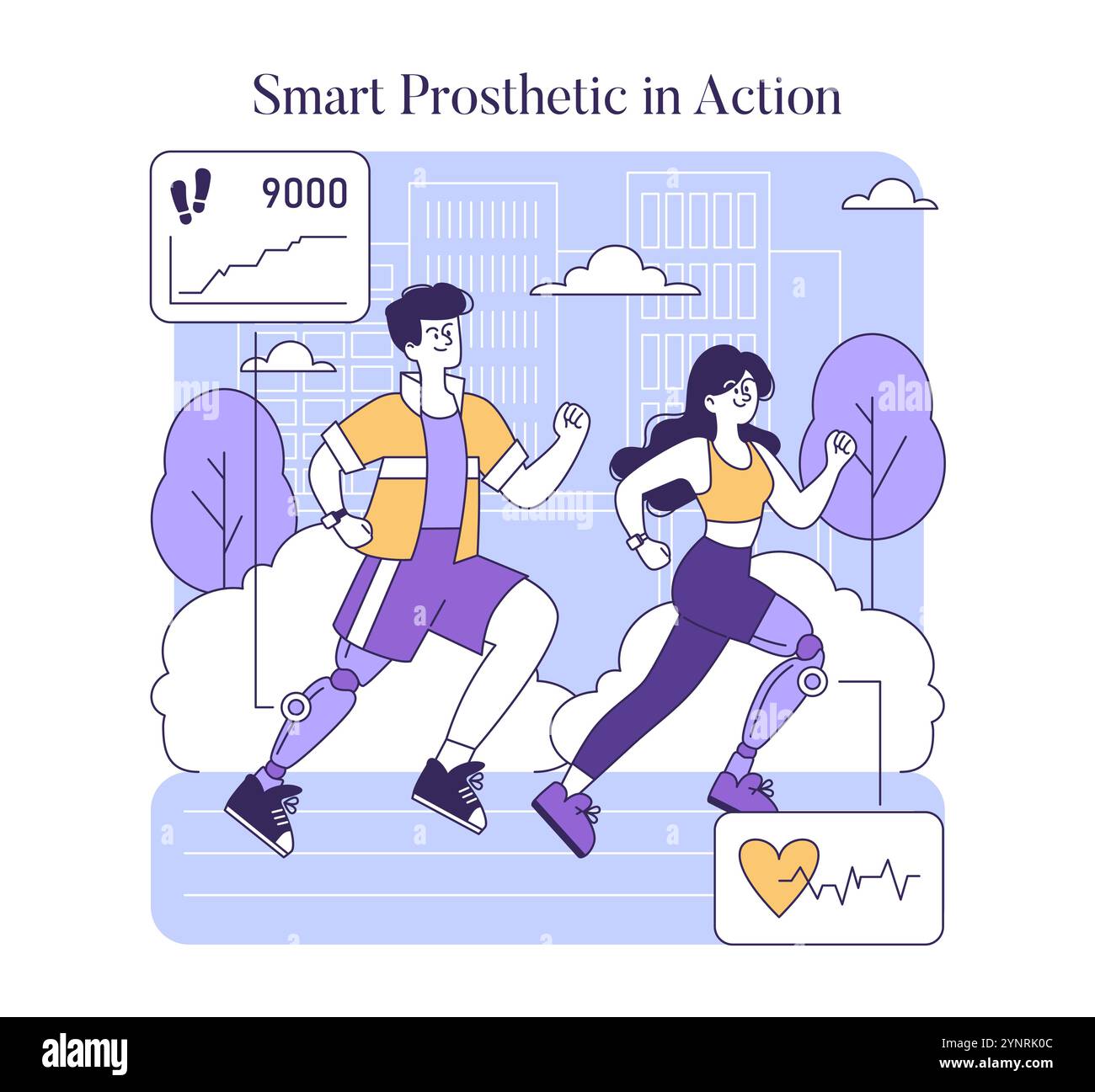 AI Prosthetic Technology concept. An illustration of disabled people ...