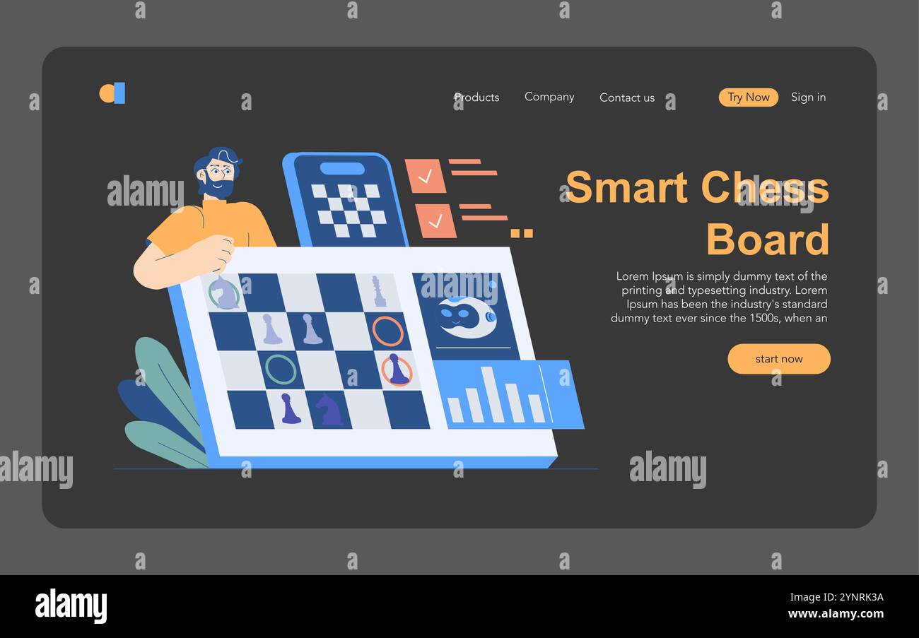 AI Hobbyist concept. An individual interacts with a digital chess game ...