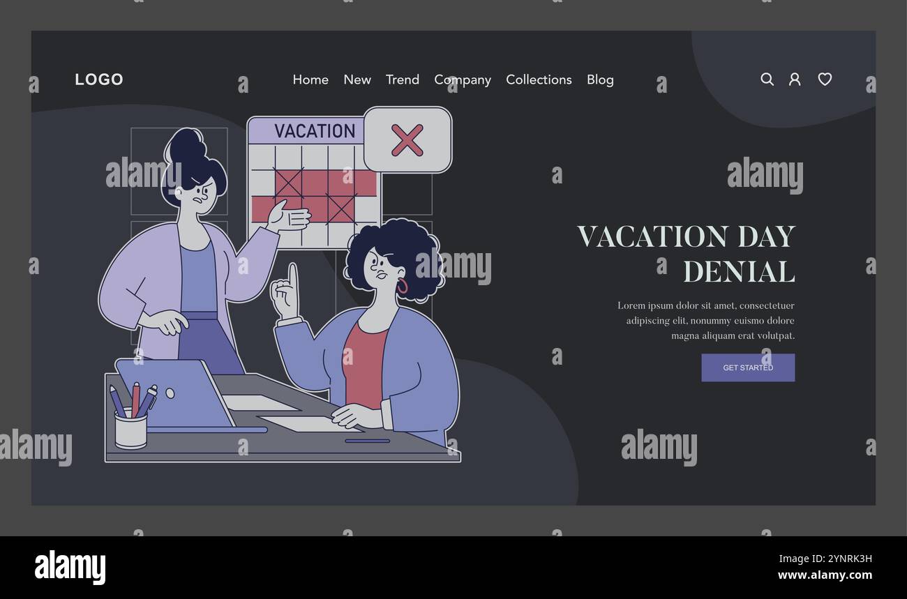 Workplace Dispute concept. Frustrated employee facing denied vacation ...