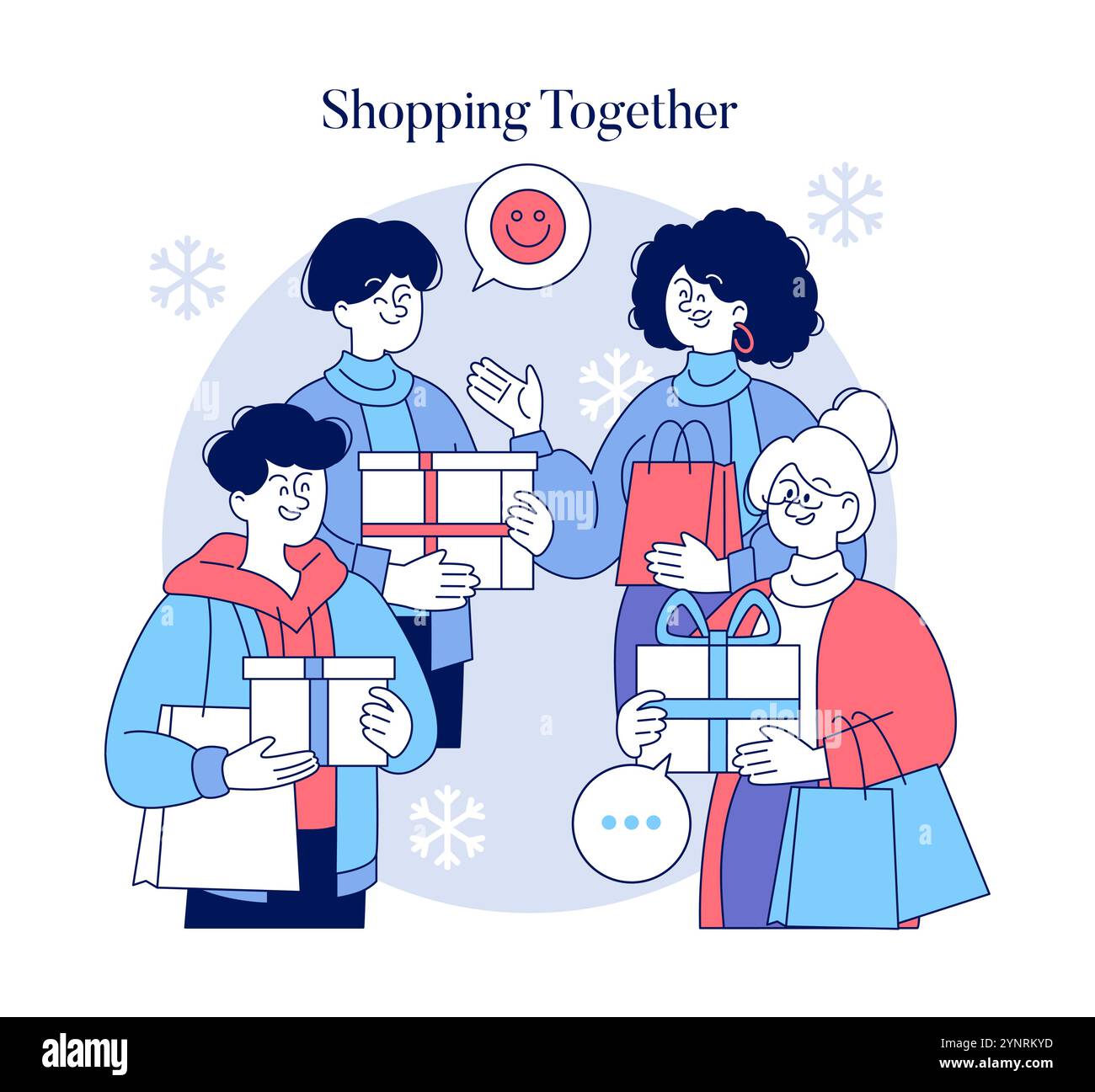 Super Saturday concept. Friends enjoy the festive shopping spree ...