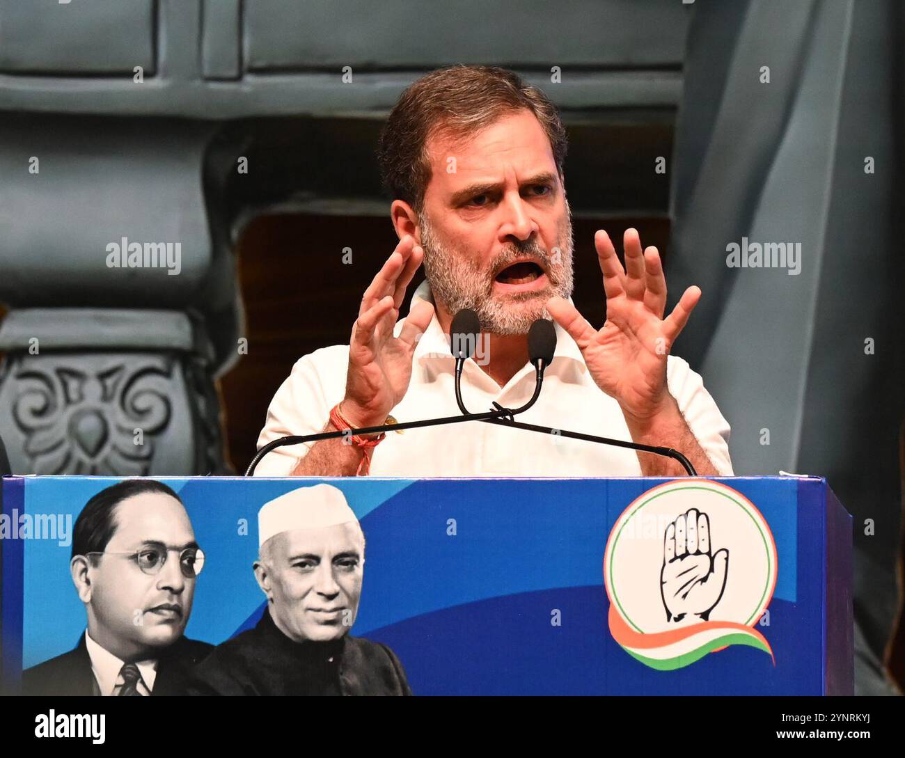 NEW DELHI, INDIA - NOVEMBER 26: Leader of Opposition Lok Sabha Rahul ...