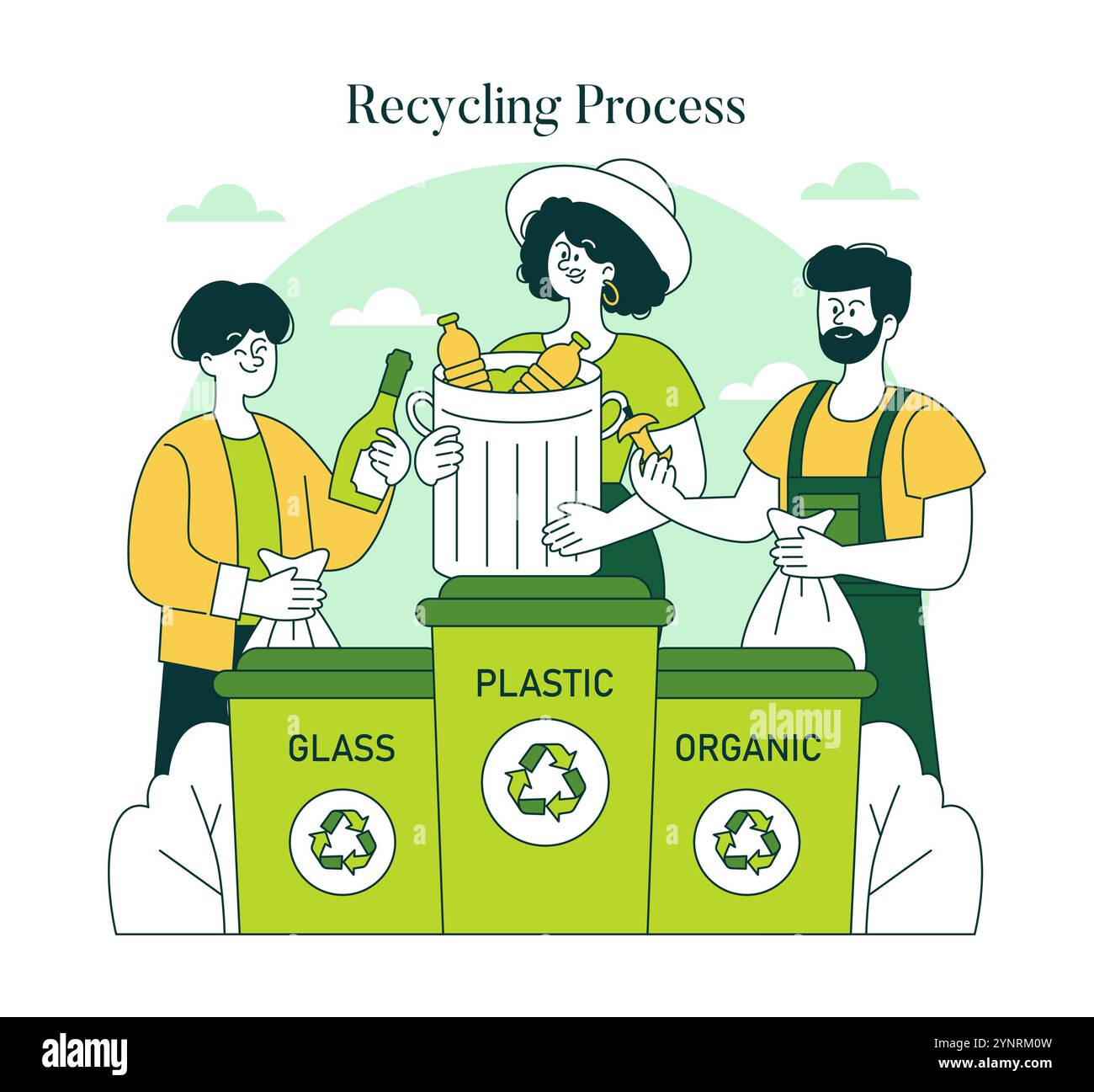 Green Lifestyle concept. Individuals participate in sorting recyclables ...