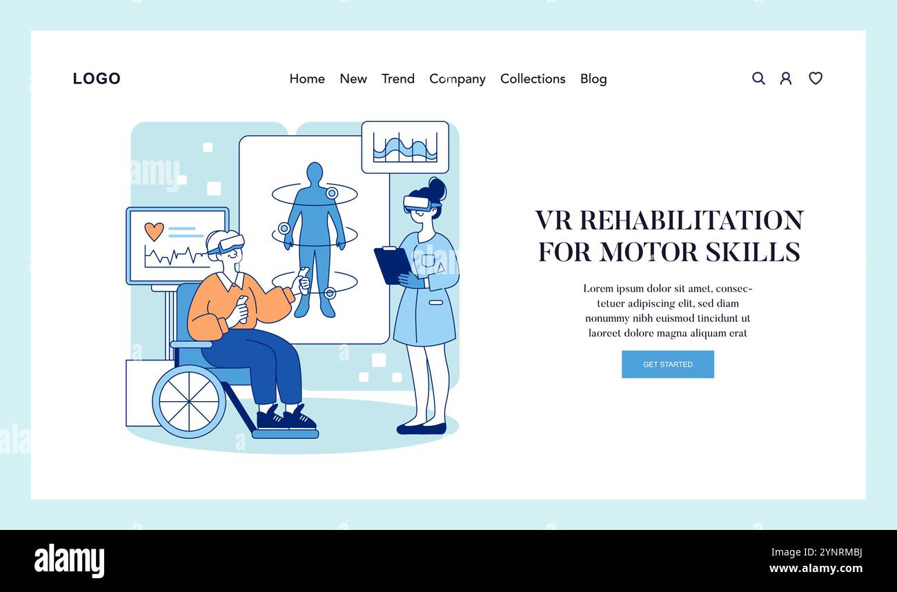 Adaptive Technology concept. Patient in wheelchair using VR equipment ...