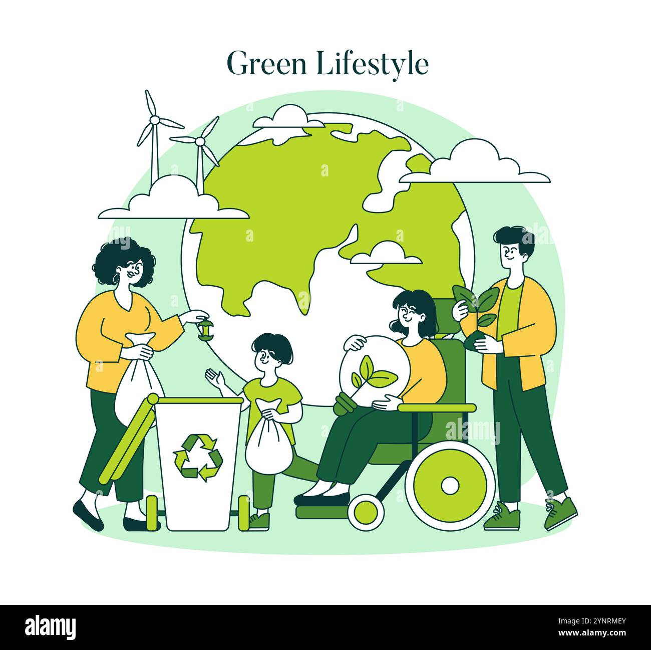 Green Lifestyle concept. Family engaging in sustainable practices under ...