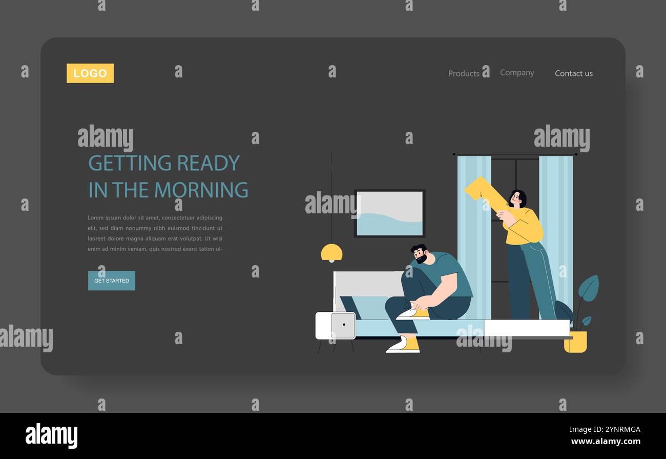 Morning routine concept. A vector illustration of a couple preparing ...