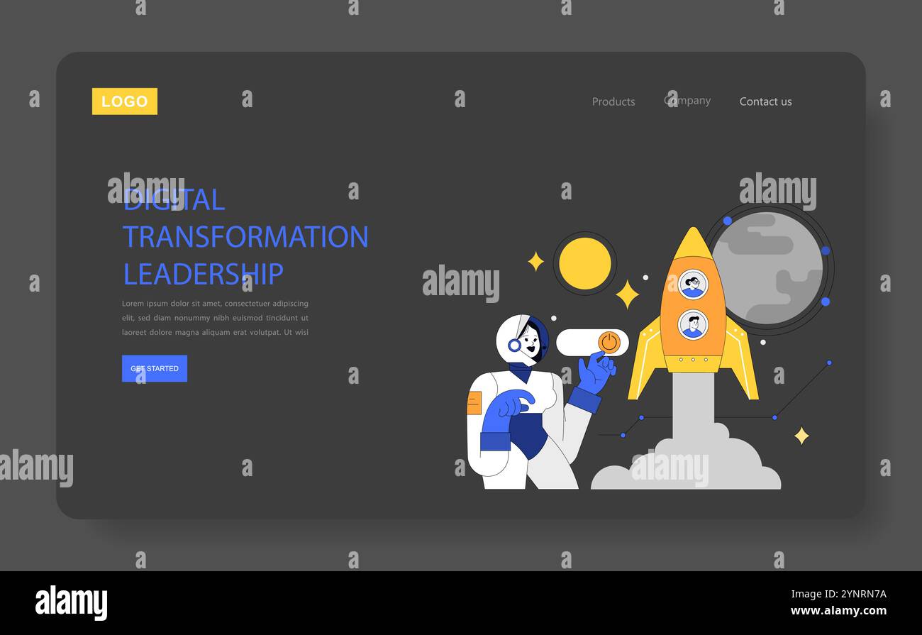 Digital Transformation Leadership concept. Illustration of an astronaut ...