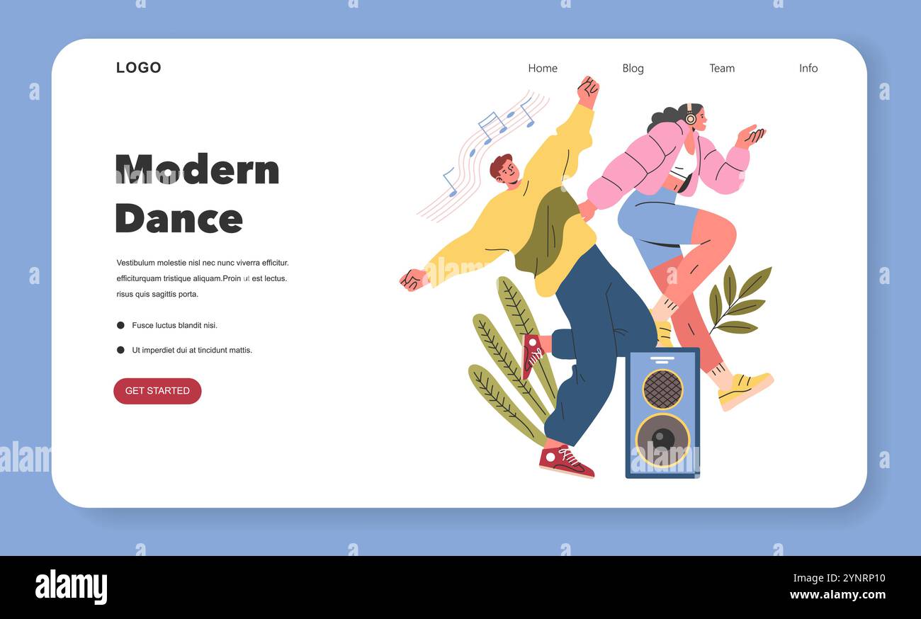 Modern Dance concept. Two joyful characters expressing themselves ...