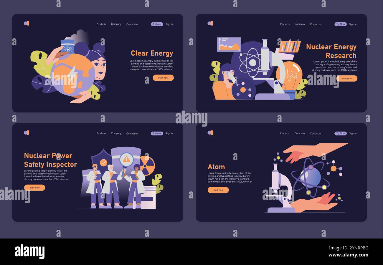 Nuclear Power set. Sustainable energy, advanced research, employee ...