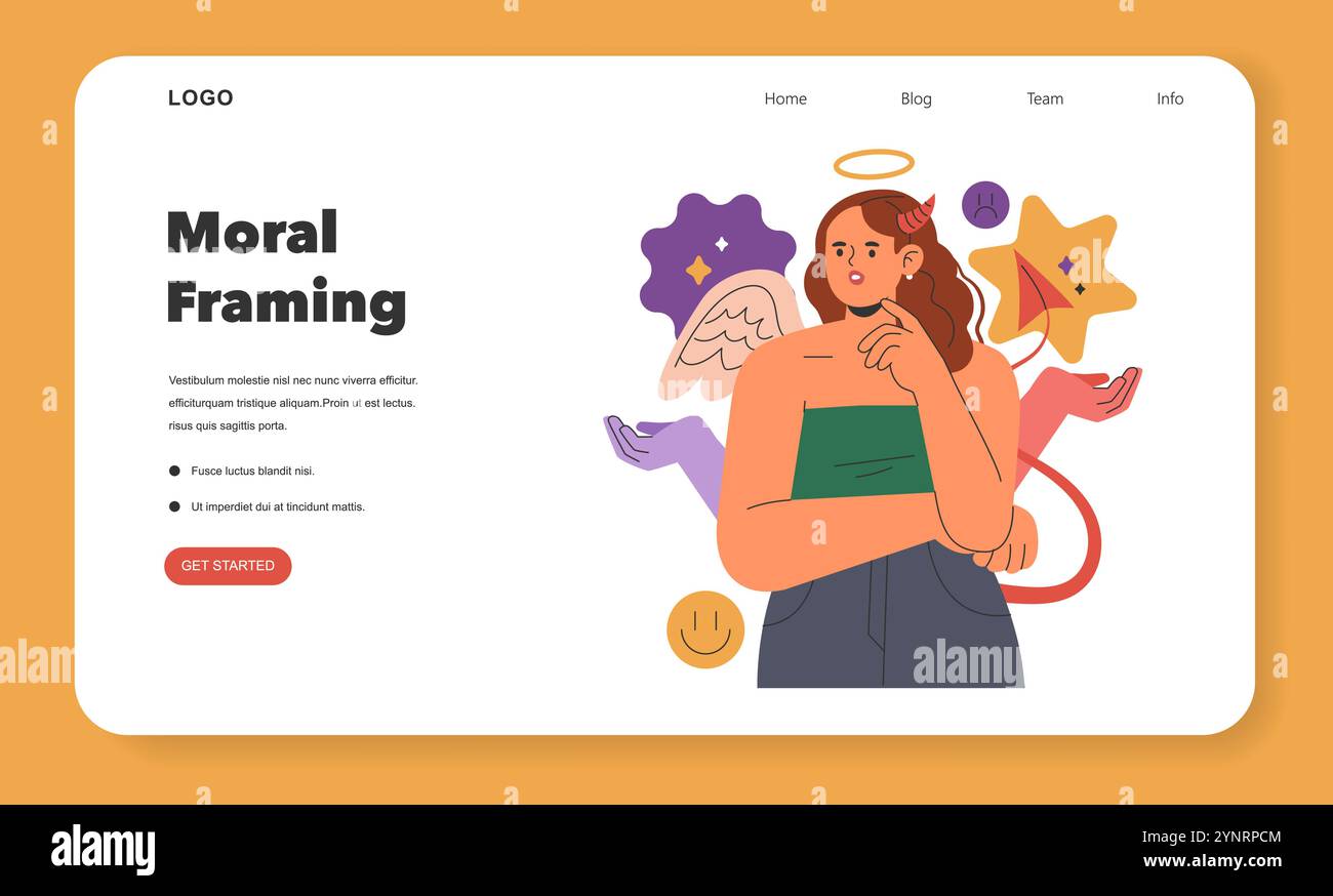 Cognitive Framing concept. Representation of moral dilemma with angel ...