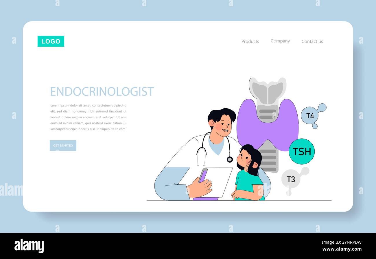 Pediatric Endocrinology Concept. A caring doctor examines a child ...