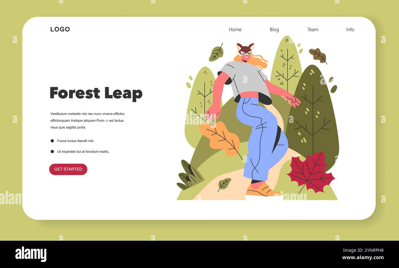 Outdoor adventure concept. A person enjoys a leap amidst forest foliage ...