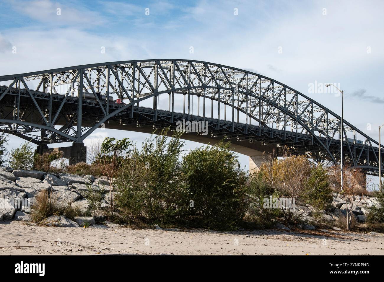Burlington Bay James N. Allan Skyway bridge in Hamilton, Ontario ...