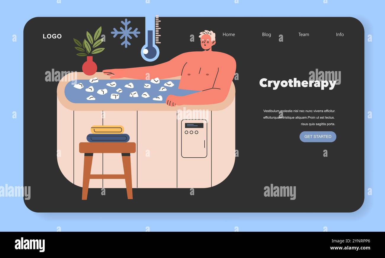 Cryotherapy concept. A person relaxing in an ice bath for health and ...