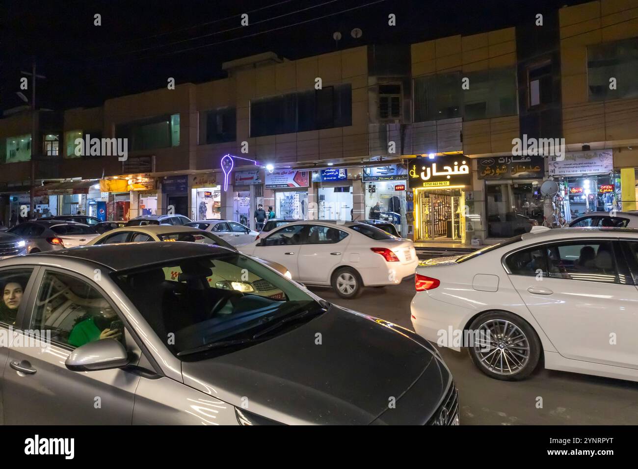 Downtown of Erbil, night, capital of Kurdistan, Erbil, Iraqi, Middle ...