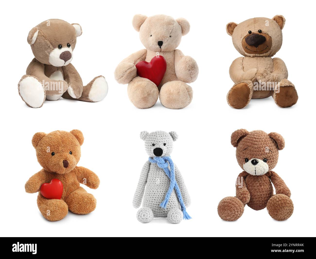 Different cute teddy bears isolated on white, collection Stock Photo ...