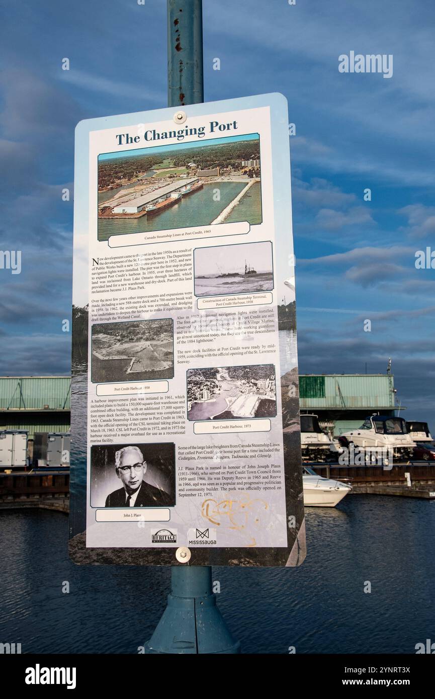 Information sign on the changing port at JJ Plaus Park in Port Credit ...