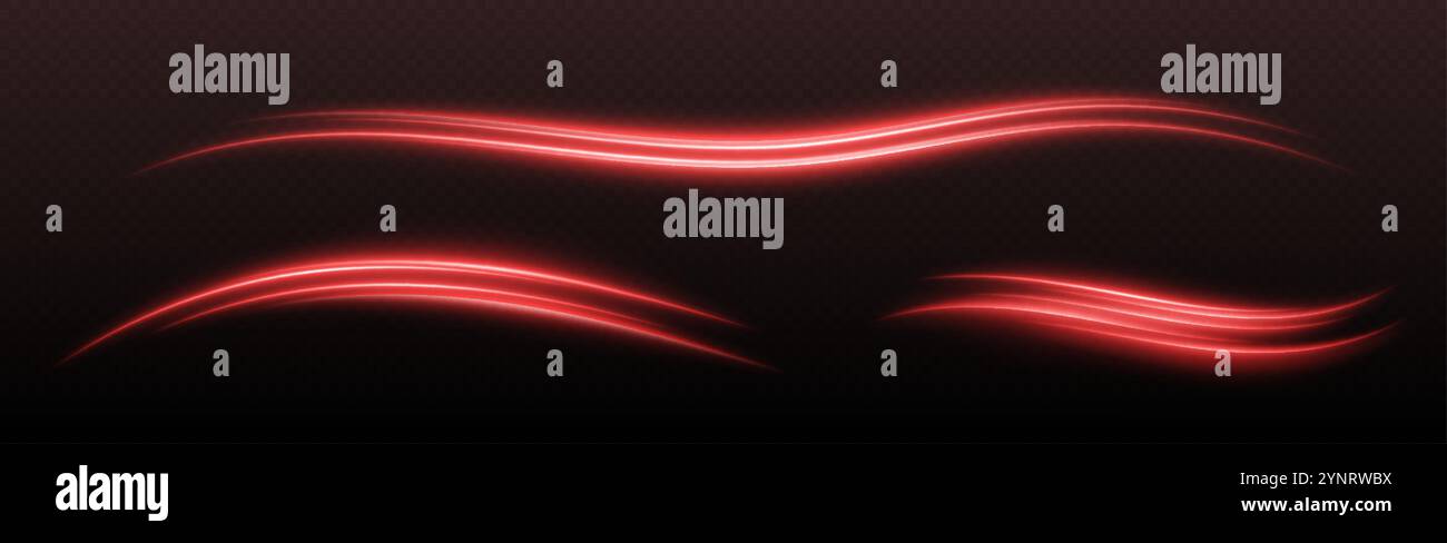 Glowing red light swirls with smooth, flowing curves. Light effect in ...