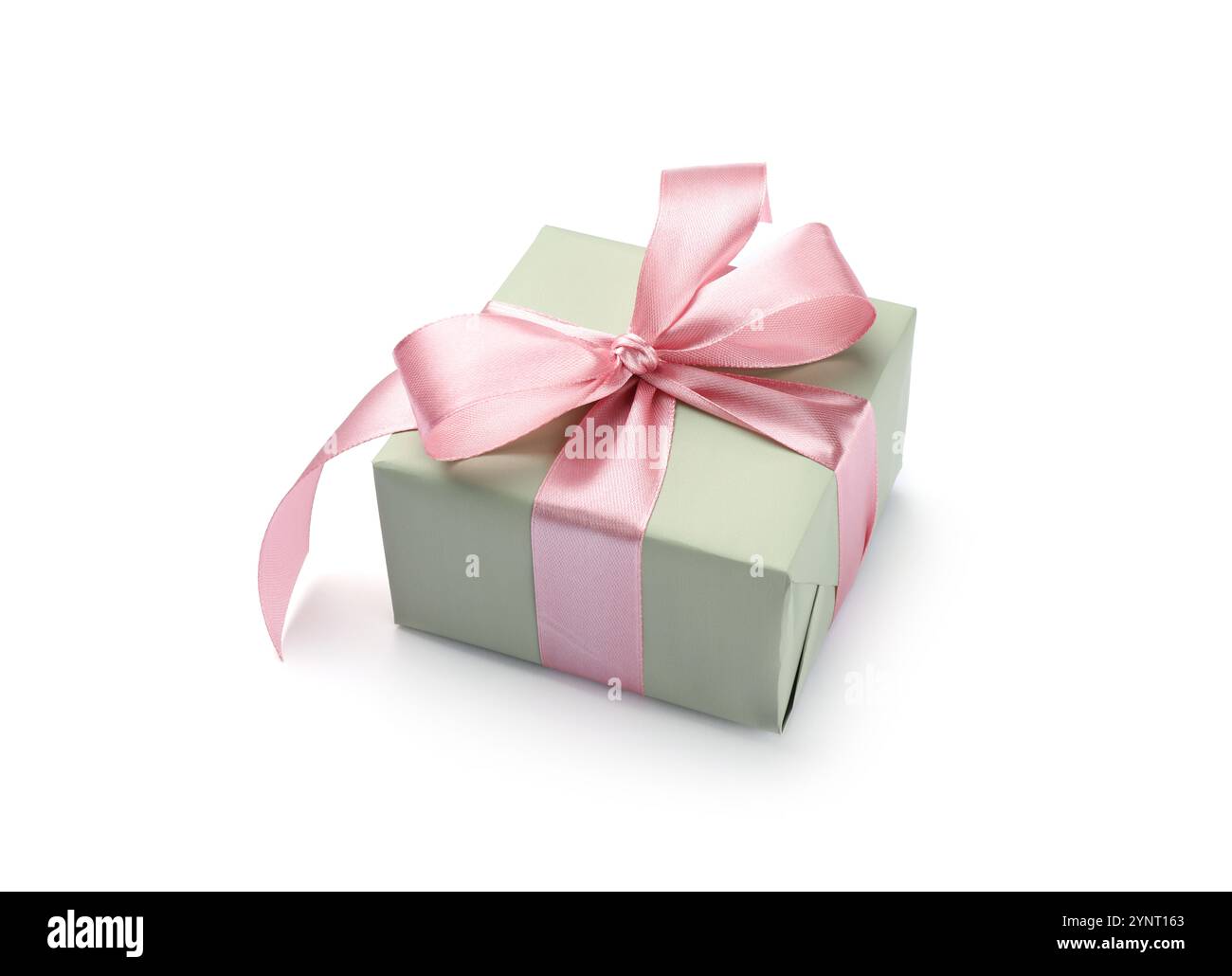 Beautiful gift box with pink bow isolated on white Stock Photo - Alamy