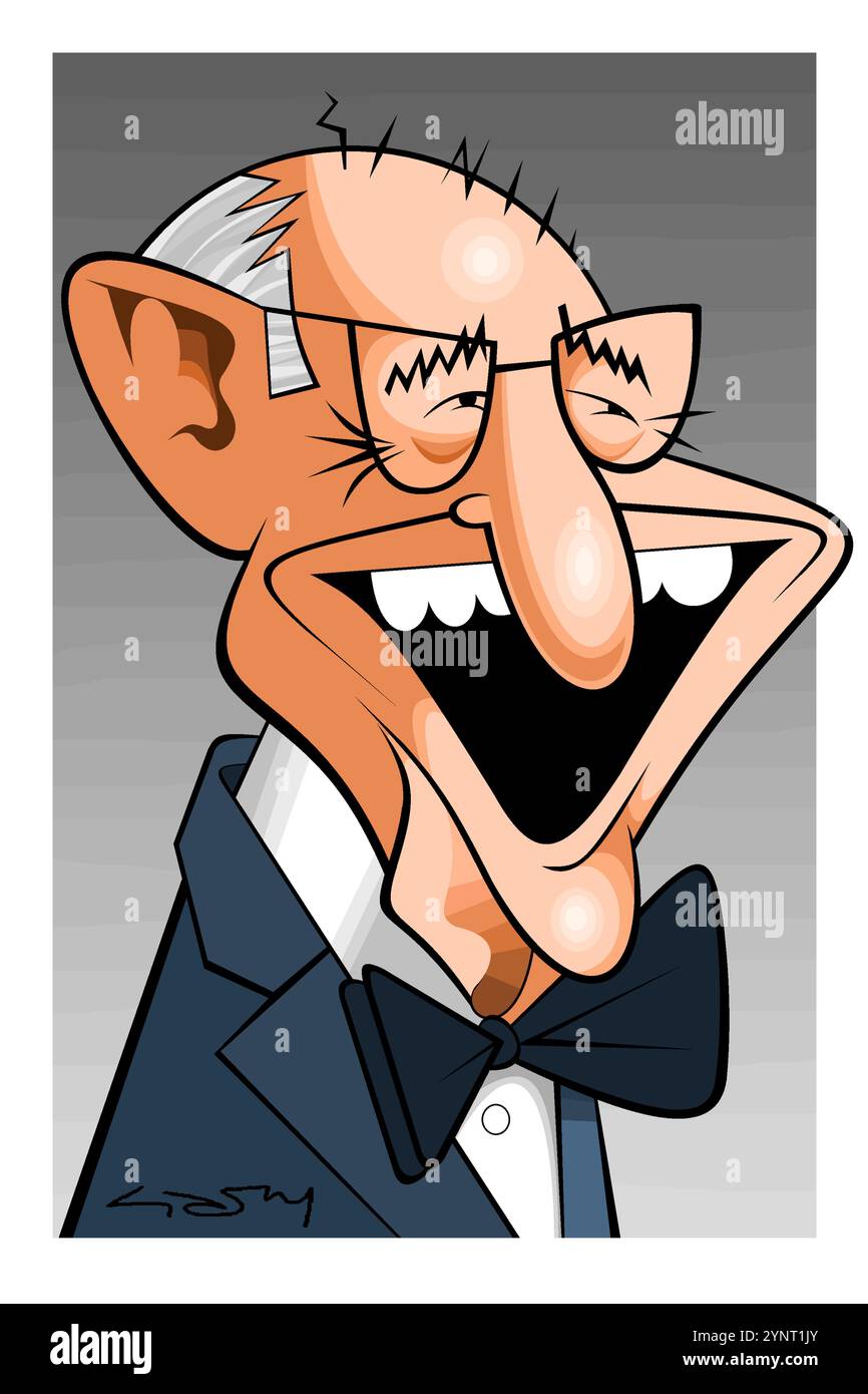 Illustration of the Austrian-US neurobiologist Eric Kandel (born 1929 ...