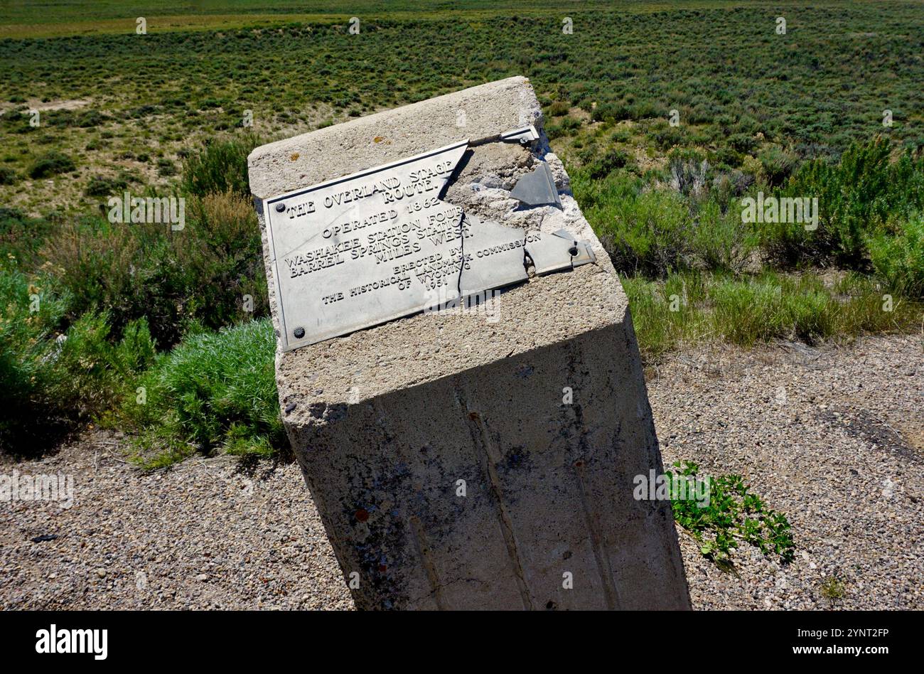 Historical marker for the Overland Trail, an 1860's Wells Fargo stage ...