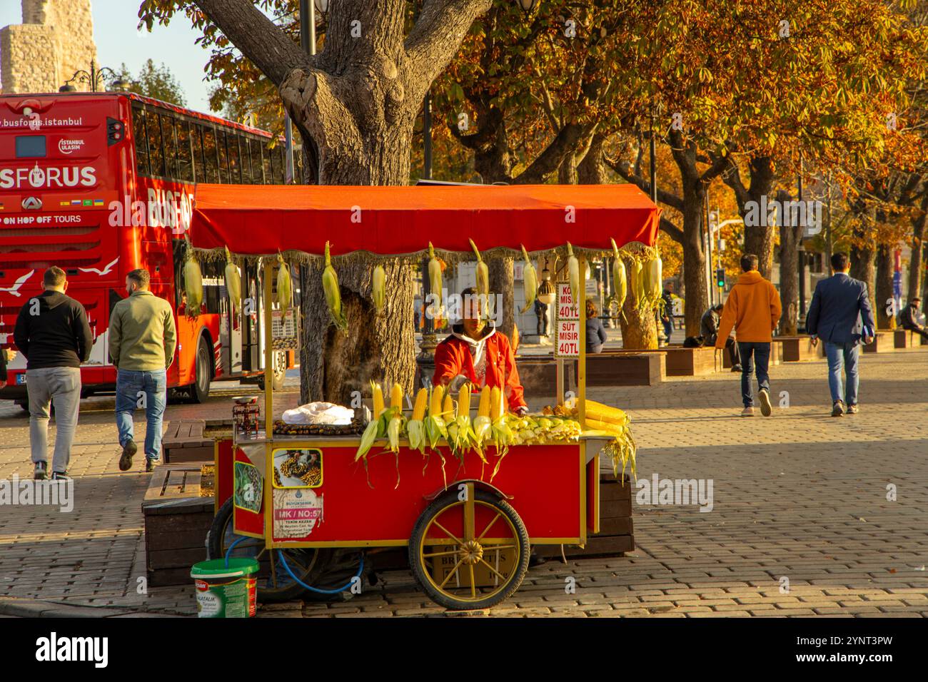 Corn seller, Sultanahmet Arkeolojik Park, Istanbul, Turkiye, Turkey ...
