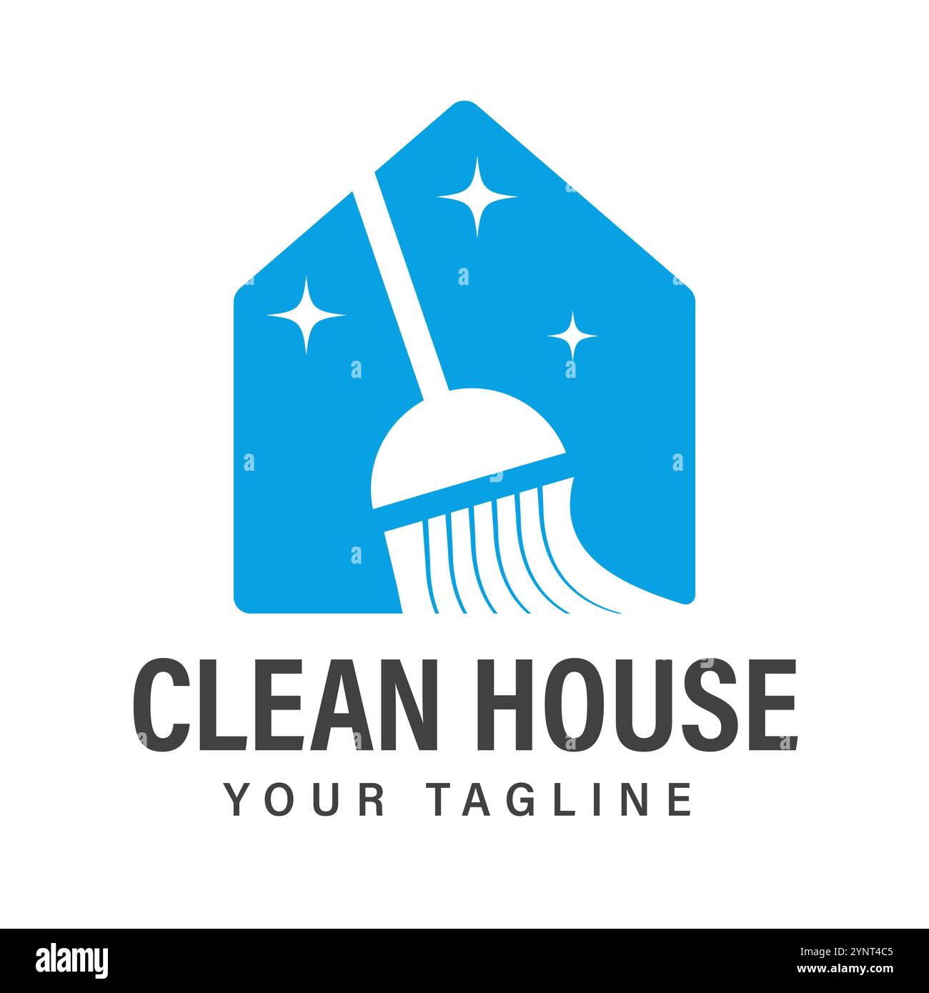 Minimalist Logo featuring Broom Icon and Blue House, surrounded by ...