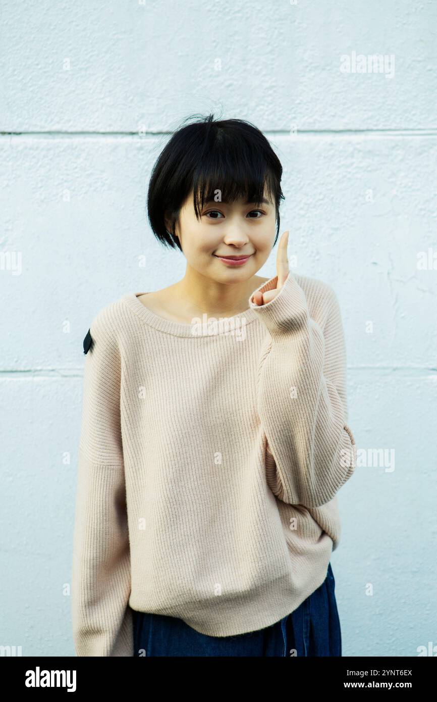 Portrait woman pointing camera in hi-res stock photography and images ...