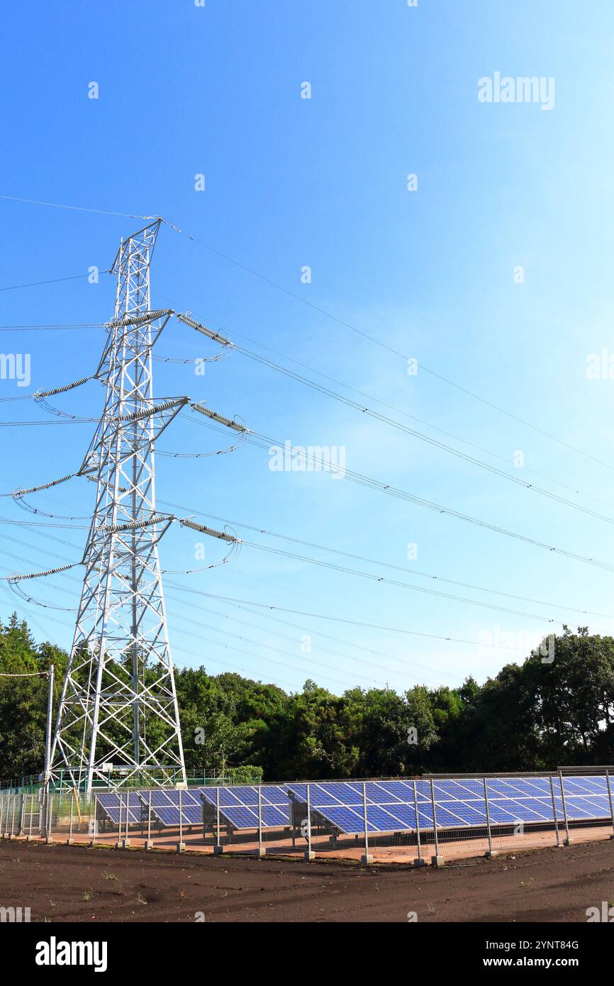 Solar power and power lines Stock Photo - Alamy