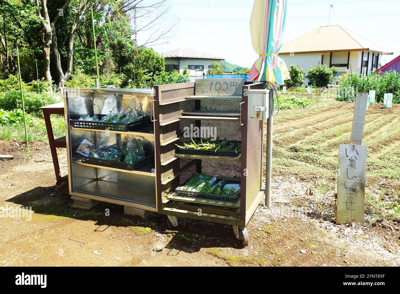 Unattended vegetable stall Stock Photo - Alamy